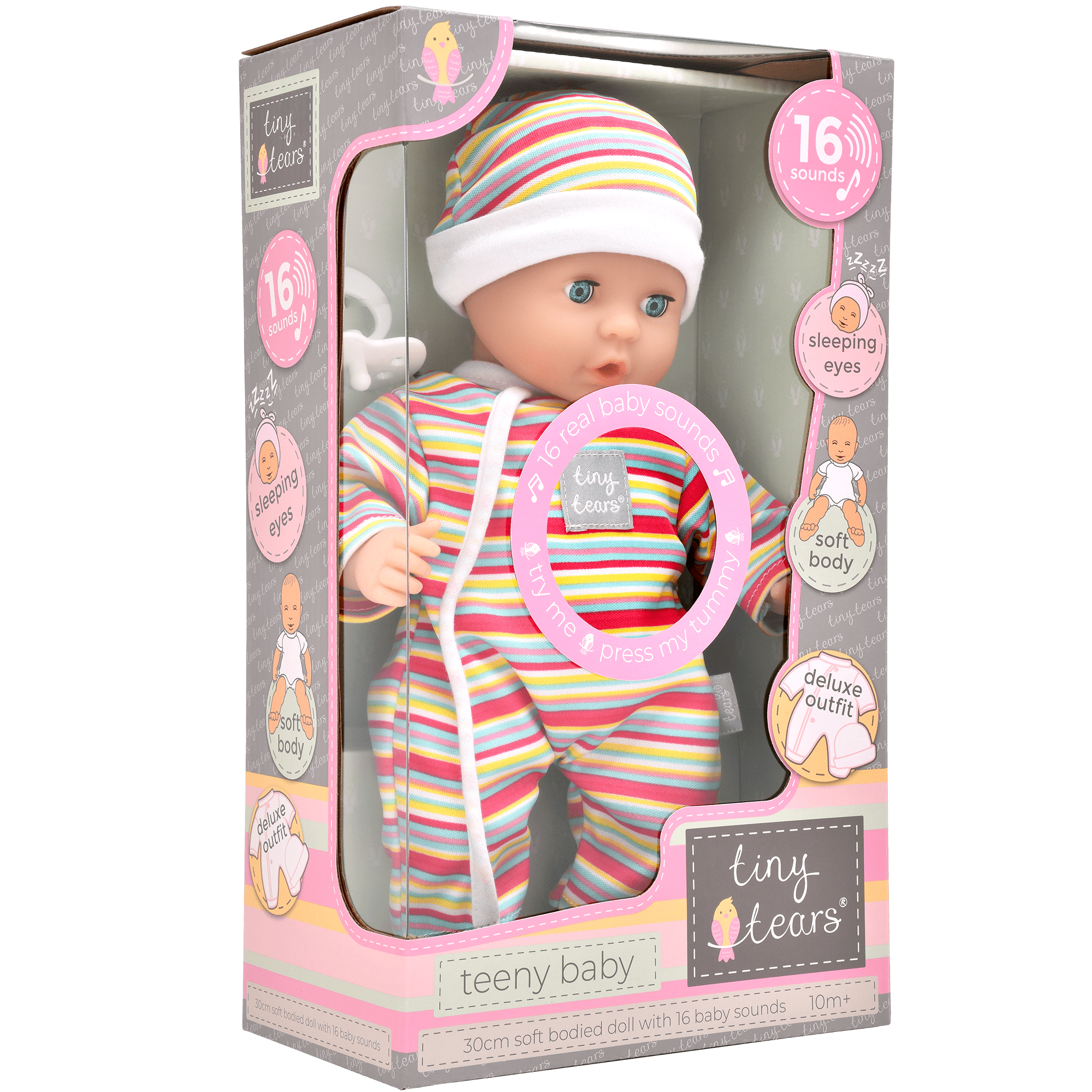 Tiny Tears 12" (30cm) Teeny Baby Doll with 16 Sounds - White – John Adams